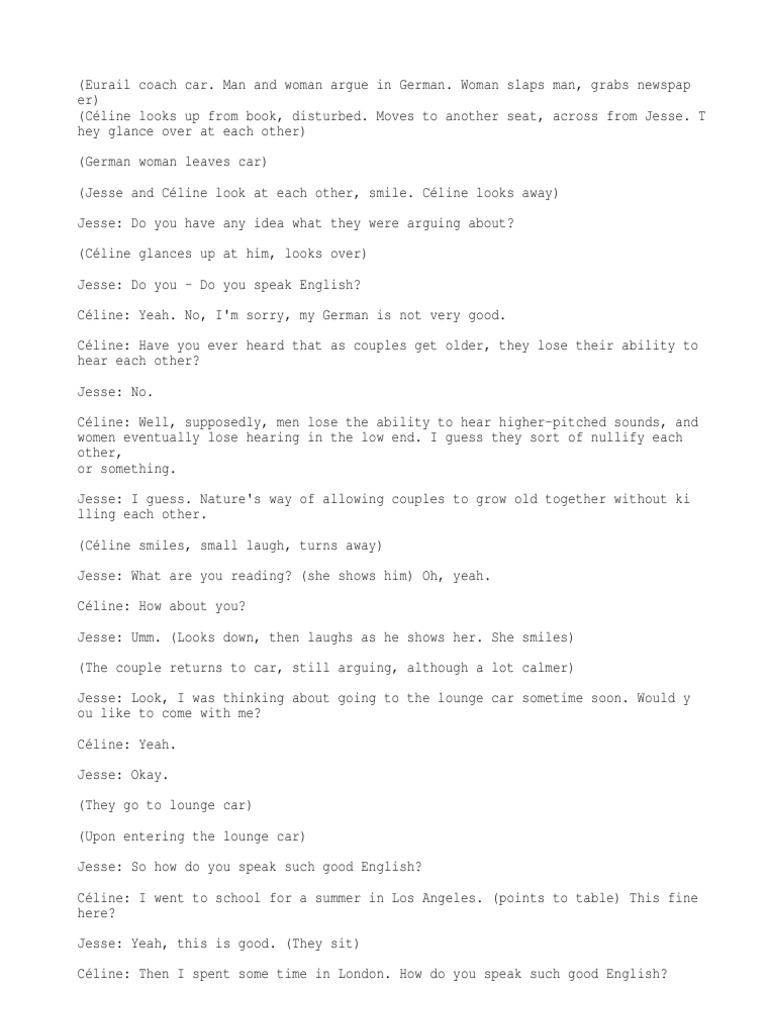 Before Sunrise Script | PDF