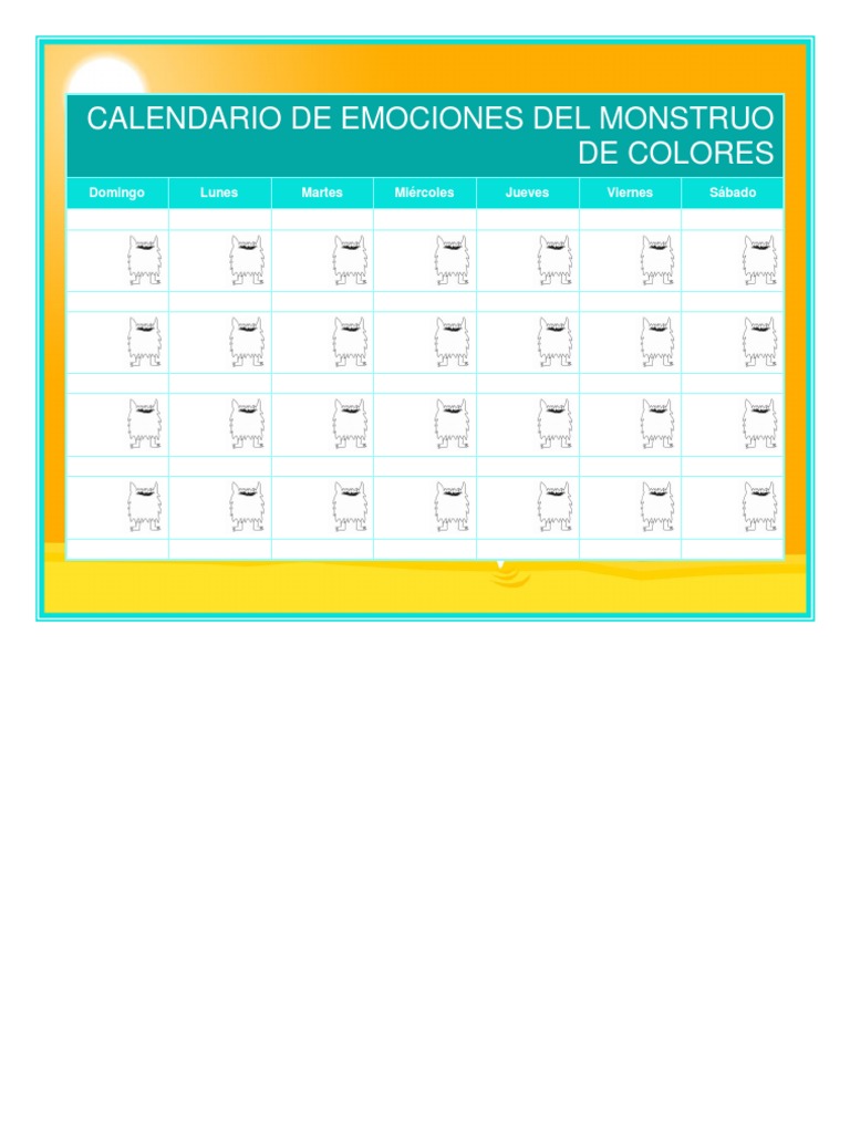 Calendario de Emociones Del Monstruo de Colores | PDF