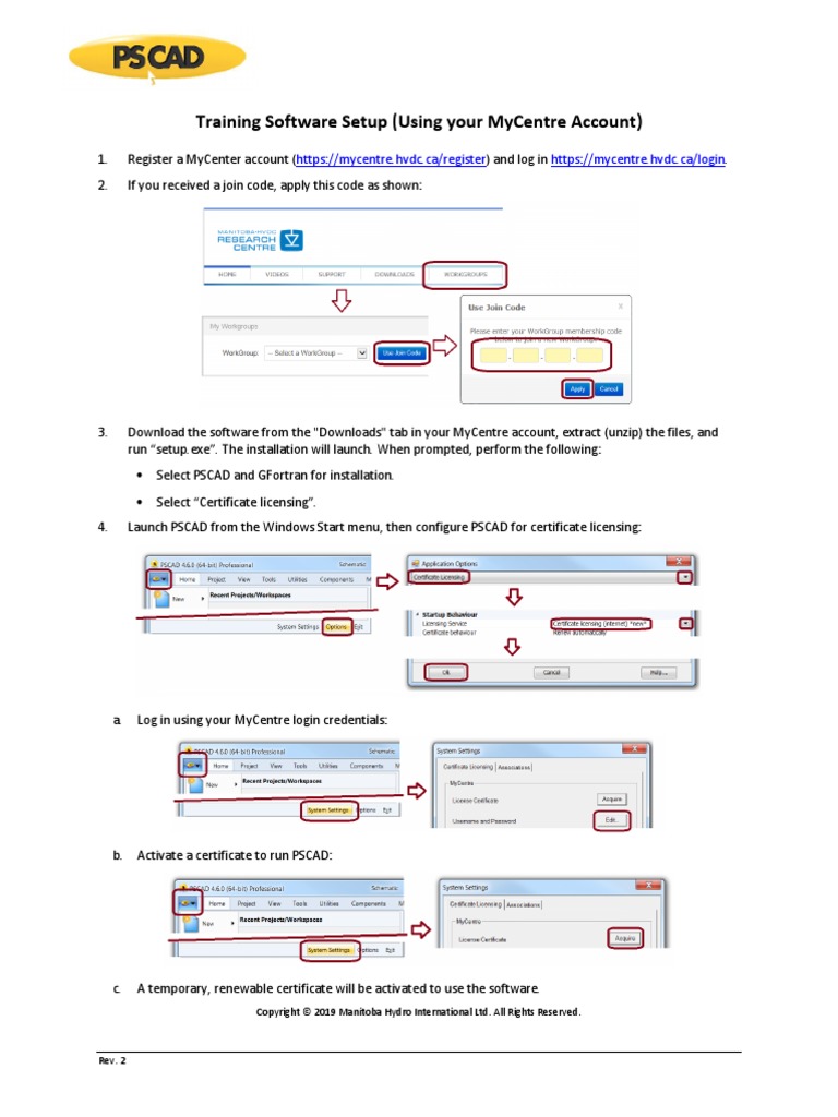 Training Software Setup (Using Your Mycentre Account) | PDF