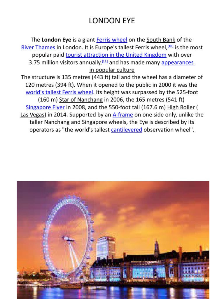 London Eye: Height and Overview | PDF