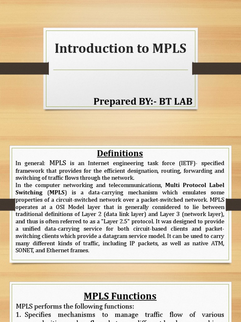 Introduction To MPLS: Prepared BY:-BT LAB | PDF