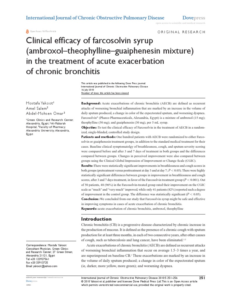 COPD 10981 Clinical Efficacy of Farcosolvin Syrup Ambroxol Theophyll ...