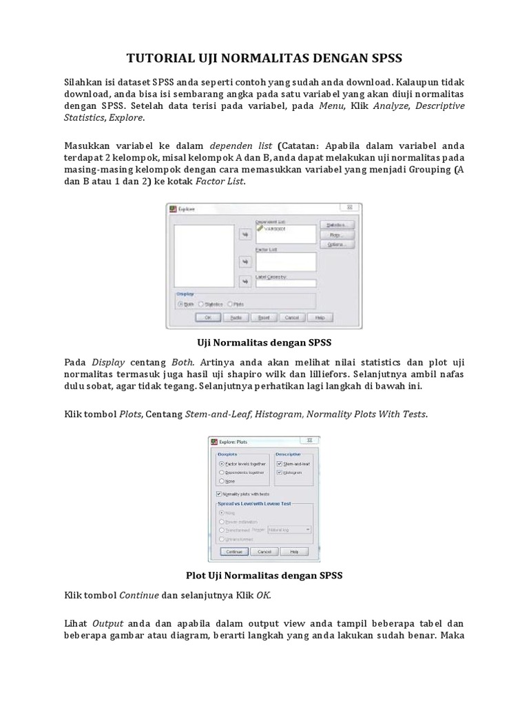 Tutorial Uji Normalitas Dengan SPSS | PDF | Metode & Bahan Ajar