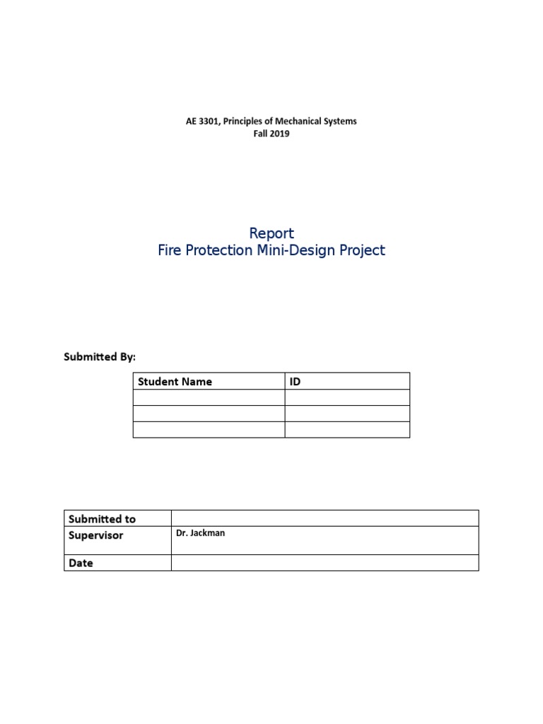 Fire Protection Mini-Design Project | PDF | Fire Sprinkler System ...
