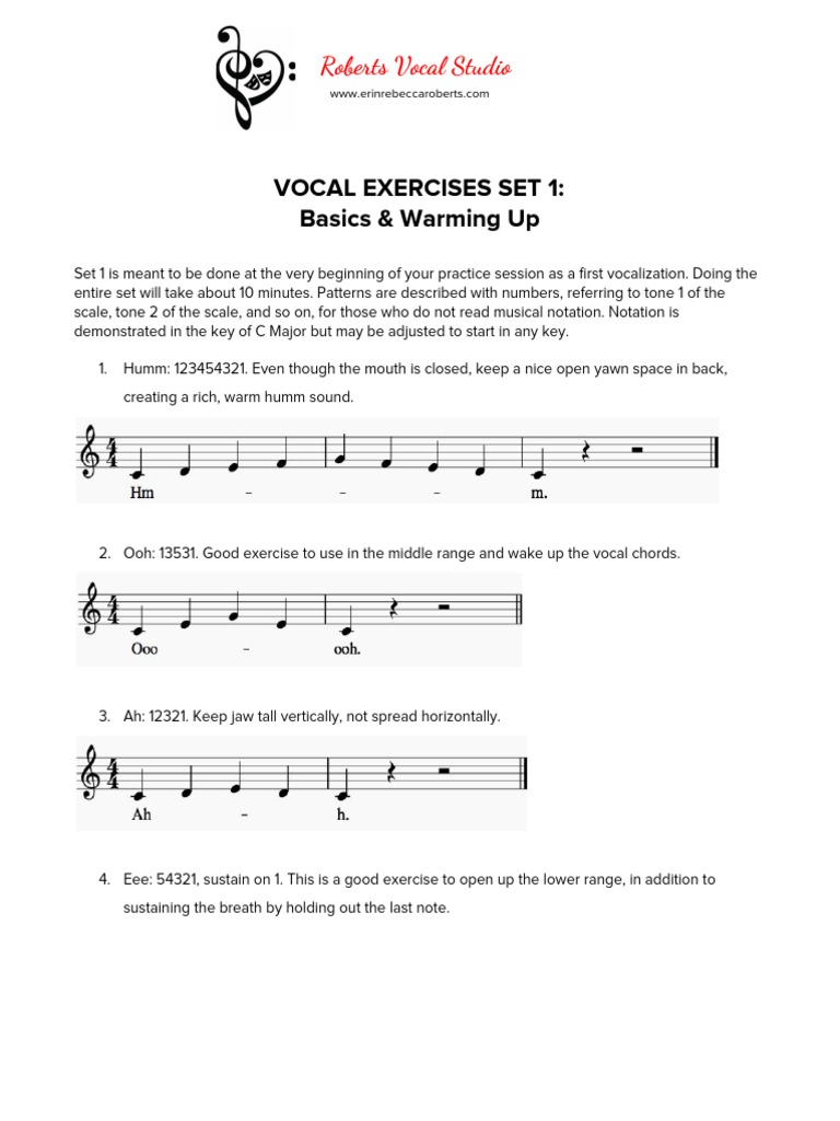 Erin Roberts Vocal Exercises | PDF | Pitch (Music) | Elements Of Music