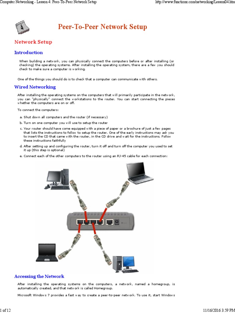 Computer Networking - Lesson 4 - Peer-To-Peer Network Setup | PDF ...