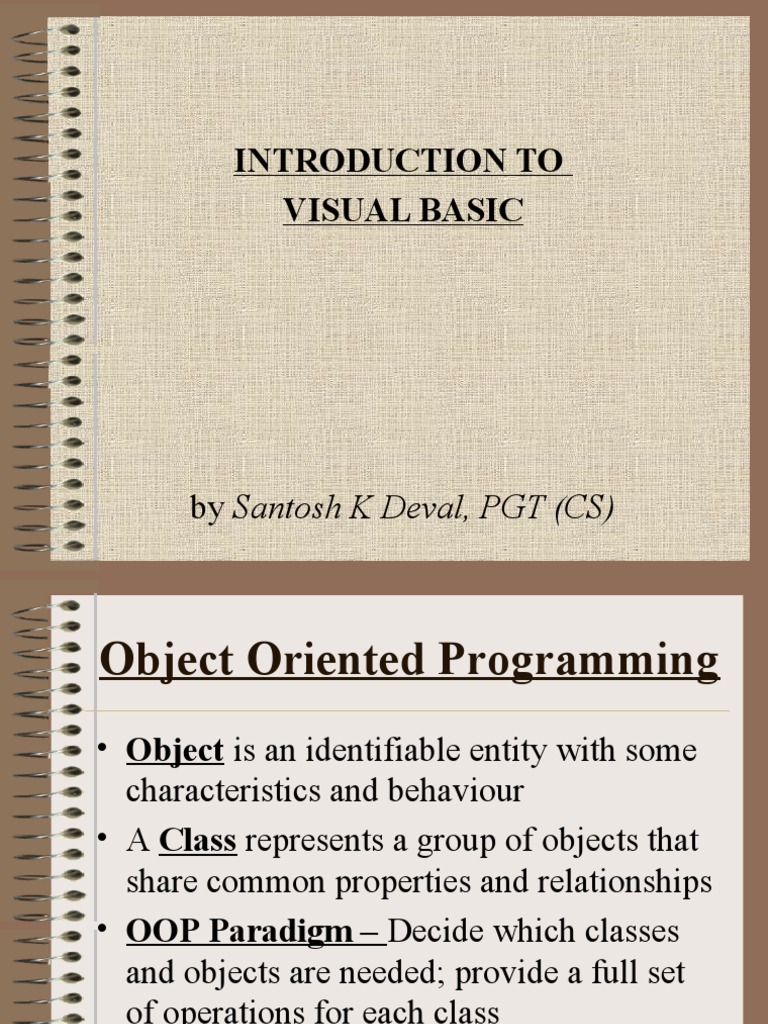 Introduction To Visual Basic: by Santosh K Deval, PGT (CS) | Download ...