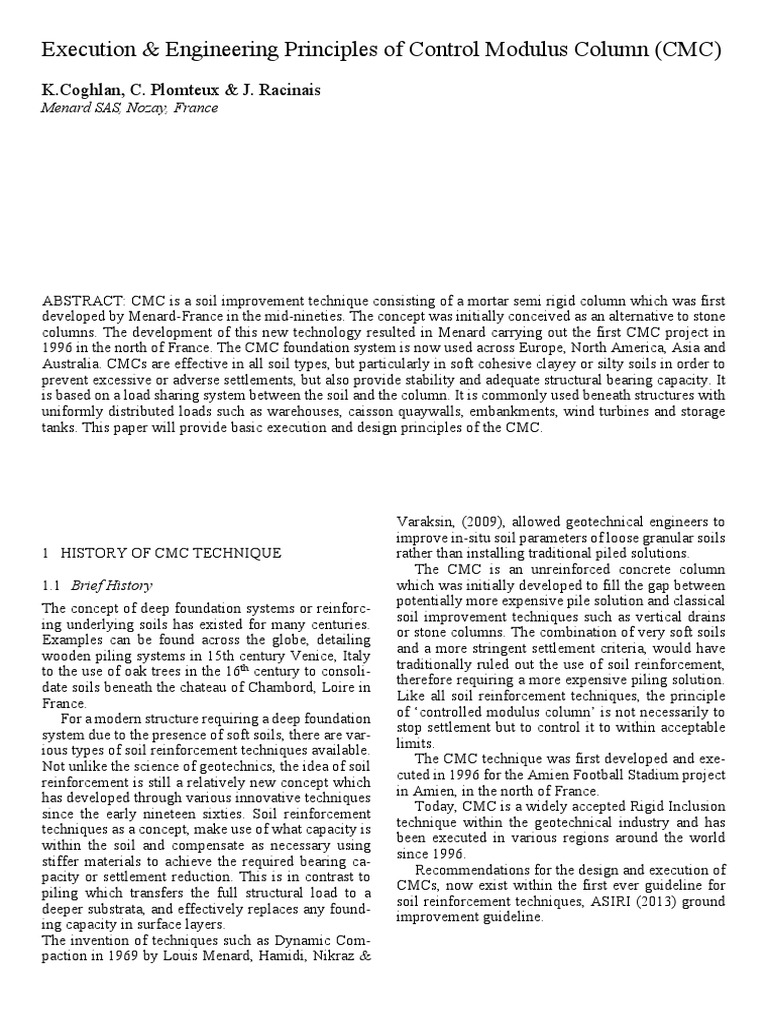 Execution & Engineering Principles of Control Modulus Column (CMC ...