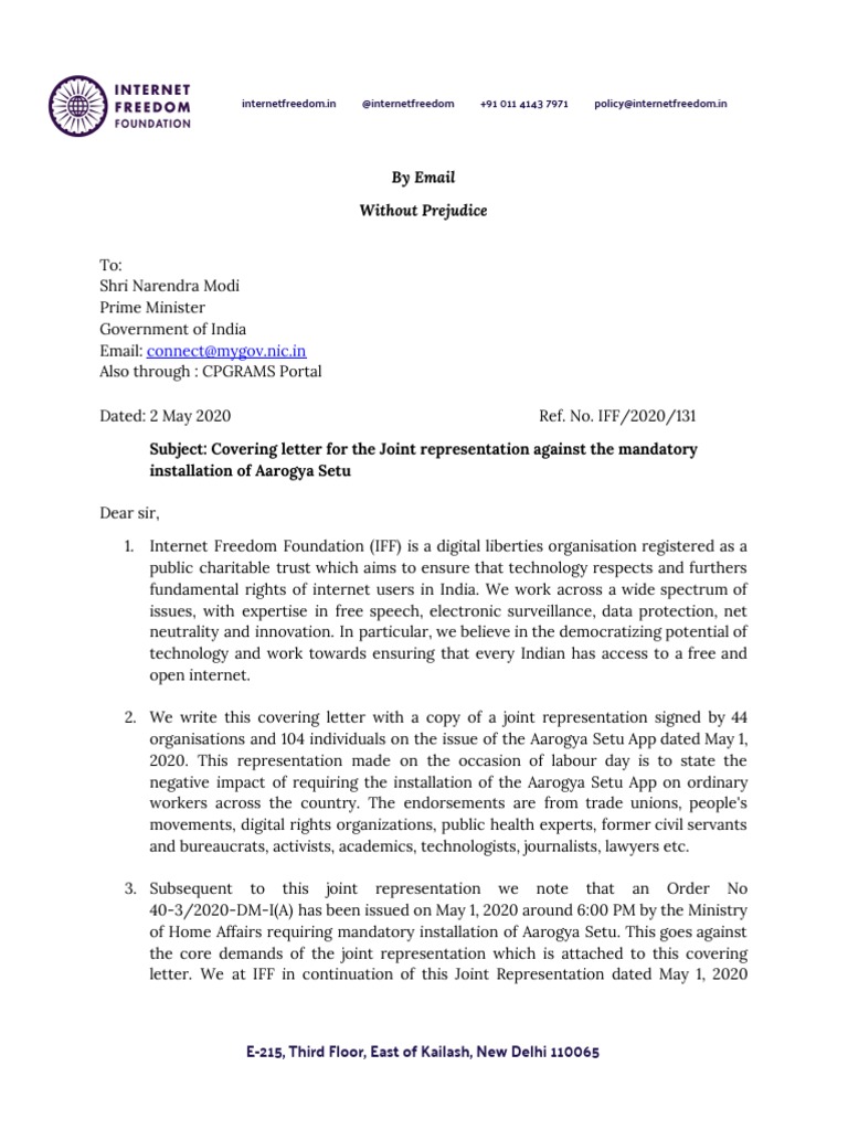 02.05.2020 - Covering Letter To Joint Representation - IfF - 2020 - 131 ...