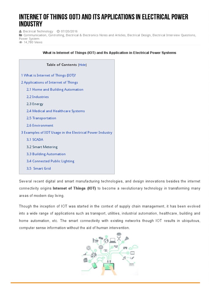 Internet of Things (IOT) and Its Applications in Electrical Power ...
