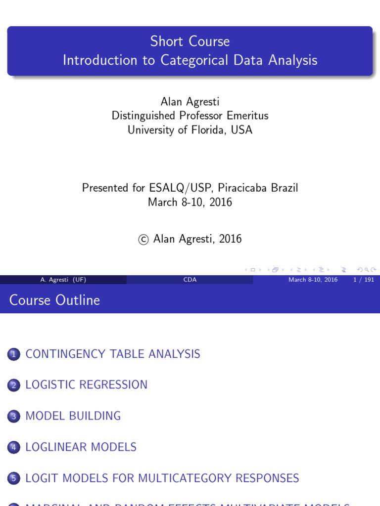 Agresti Cda | PDF | Logistic Regression | Errors And Residuals