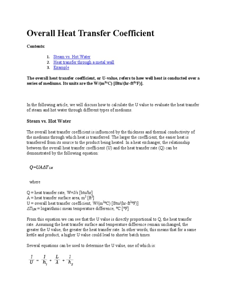 Overall Heat Transfer Coefficient | PDF | Heat Transfer | Heat