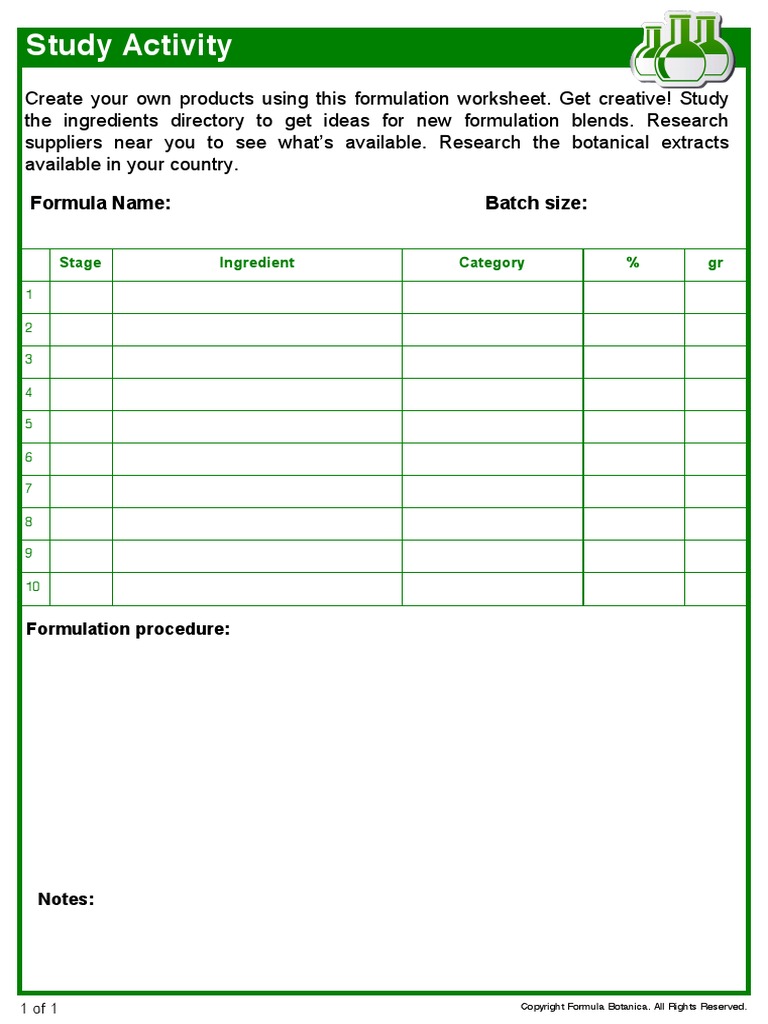 Study Activity - Create The Formulation | PDF