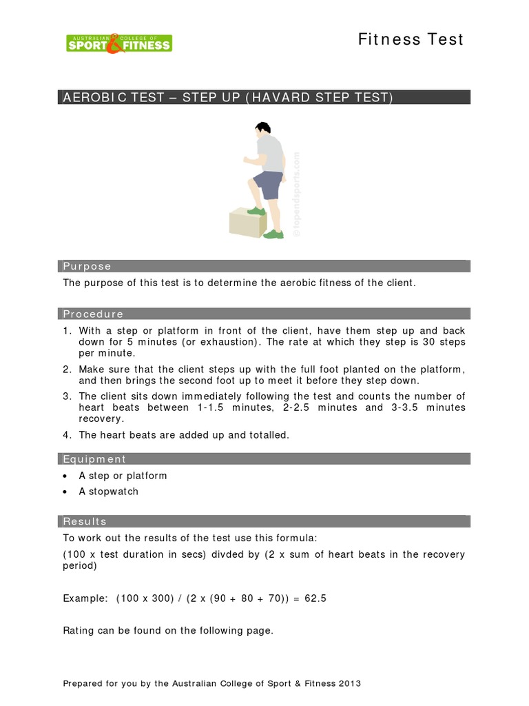 Fitness Test: Aerobic Test - Step Up (Havard Step Test) | PDF