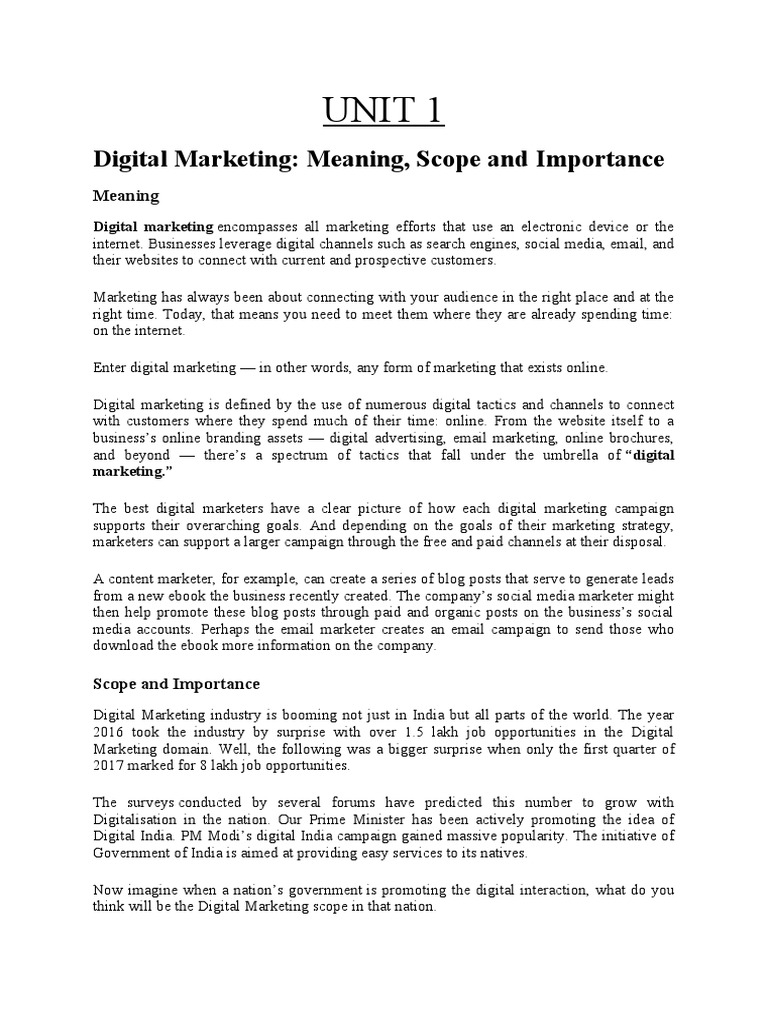 Digital Marketing: Scope and Importance | PDF | Digital Marketing ...