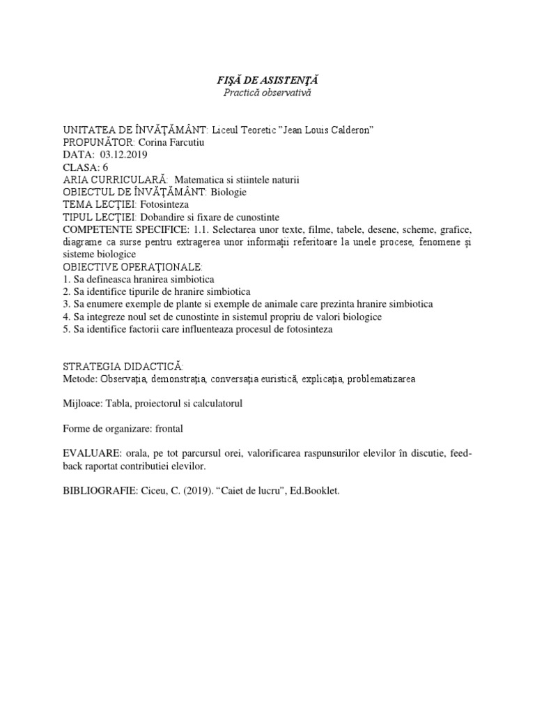 Fisa de Asistenta - Practica Pedagogica | PDF