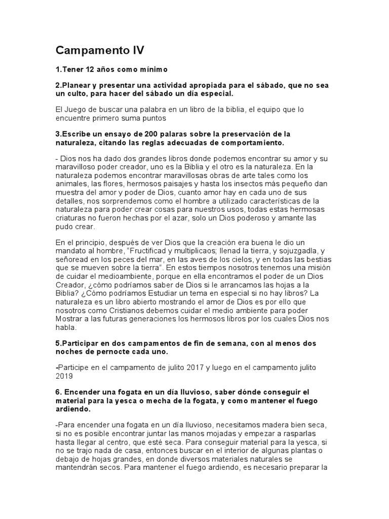 Campamento IV | PDF | Alimentos | Amor