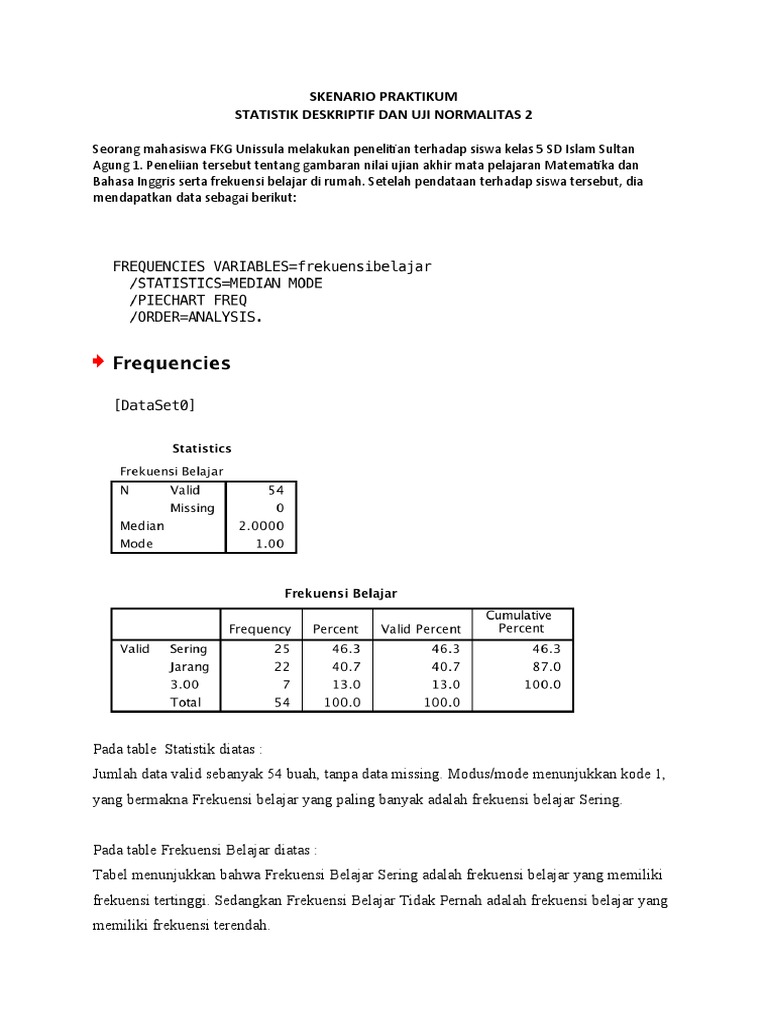 Hasil Tgs SKENARIO PRAKTIKUM 2 Spss Biostatistik | PDF