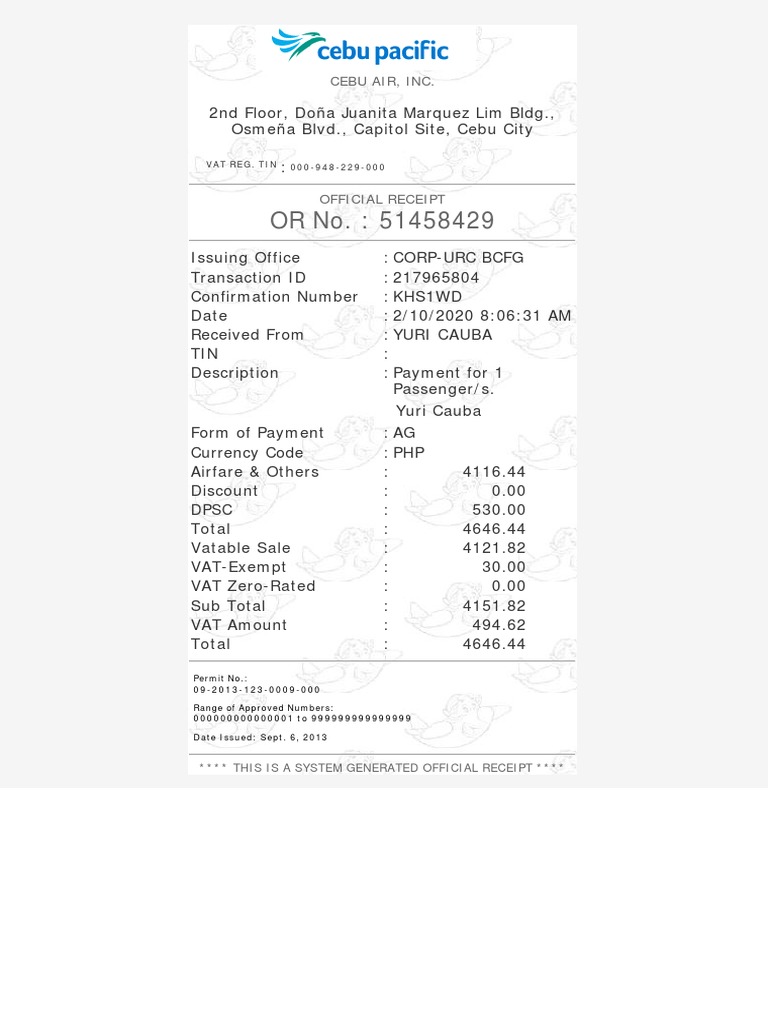 Official Receipt PDF | PDF