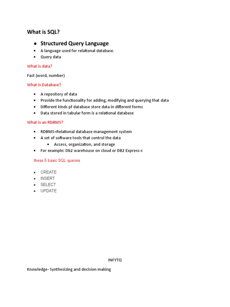Structured Query Language: What Is SQL? | PDF | Relational Database ...
