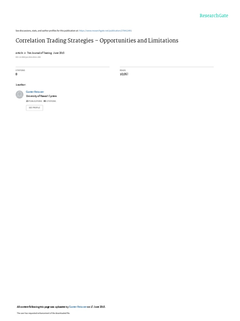 Correlation Trading Strategies Opportunities And Limitations Pdf Collateralized Debt