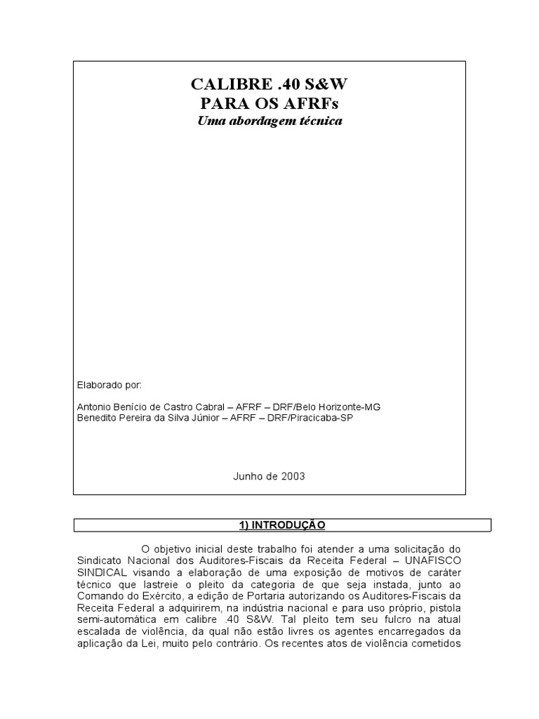 Calibre Ponto 40 | PDF | Calibre | Munição