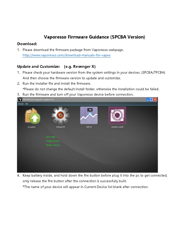Vaporesso Firmware Guidance (SPCBA Version) | PDF