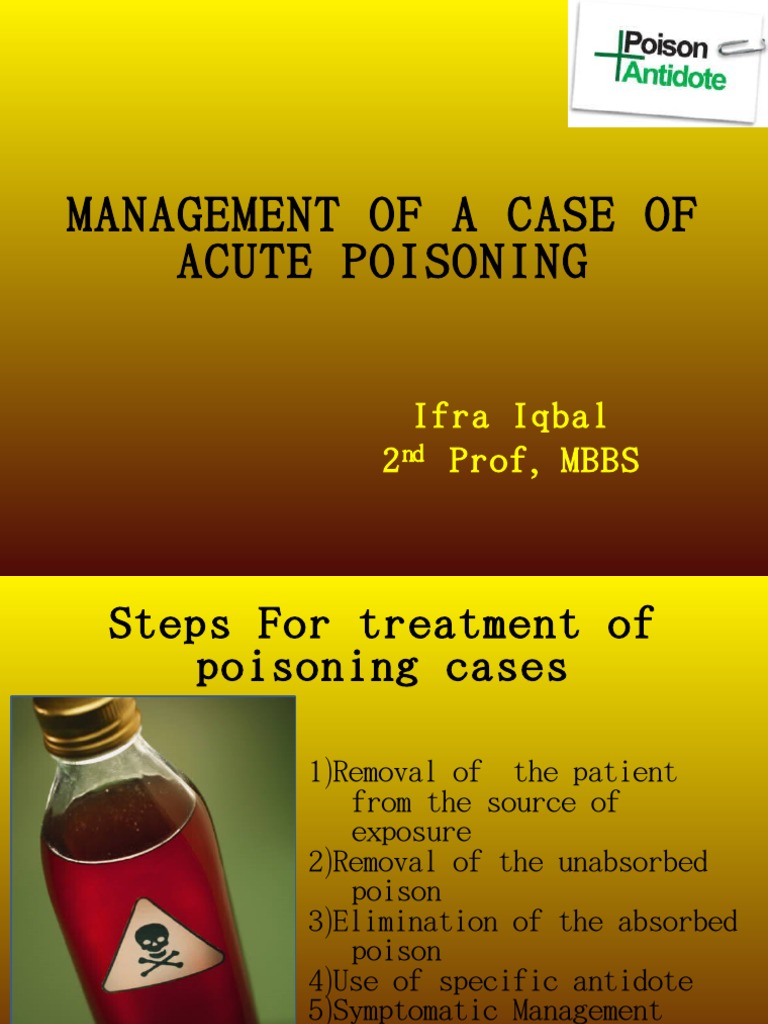 Management of A Case of Acute Poisoning | PDF | Poison | Chemical ...