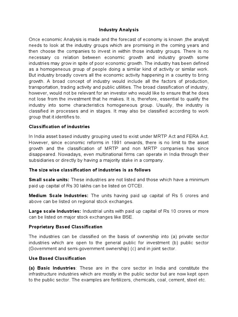 Industry Analysis | PDF | Profit (Economics) | Economic Growth