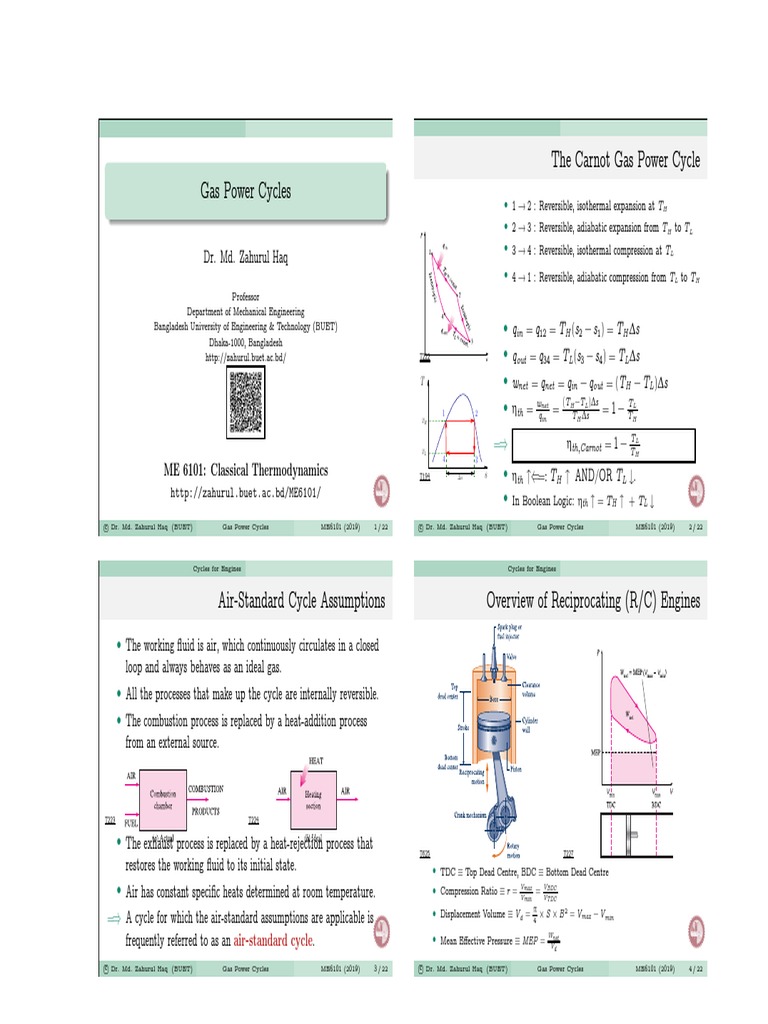 Gas Power Cycles The Carnot Gas Power Cycle | PDF | Physical Chemistry ...