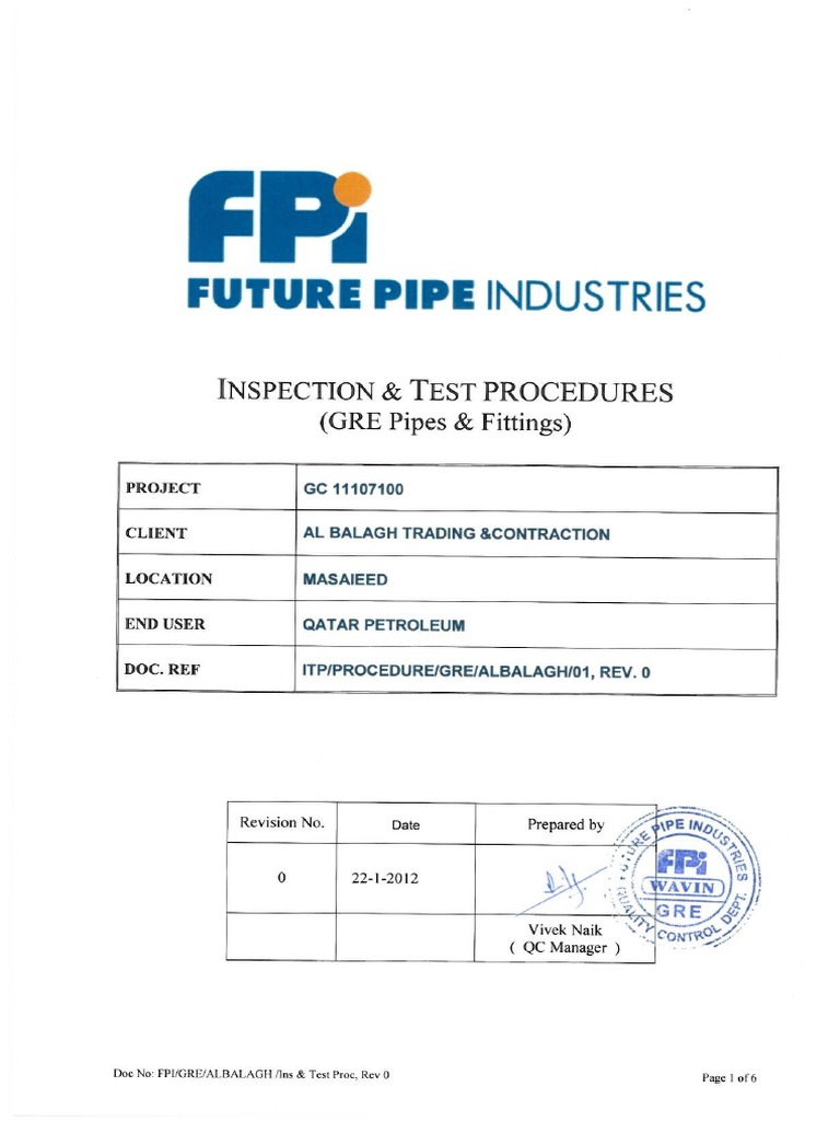 Future Pipe Test Procedures | PDF