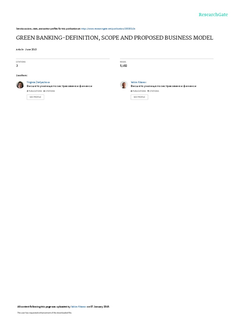 Green Banking: Definition & Model | PDF | Banks | Interest