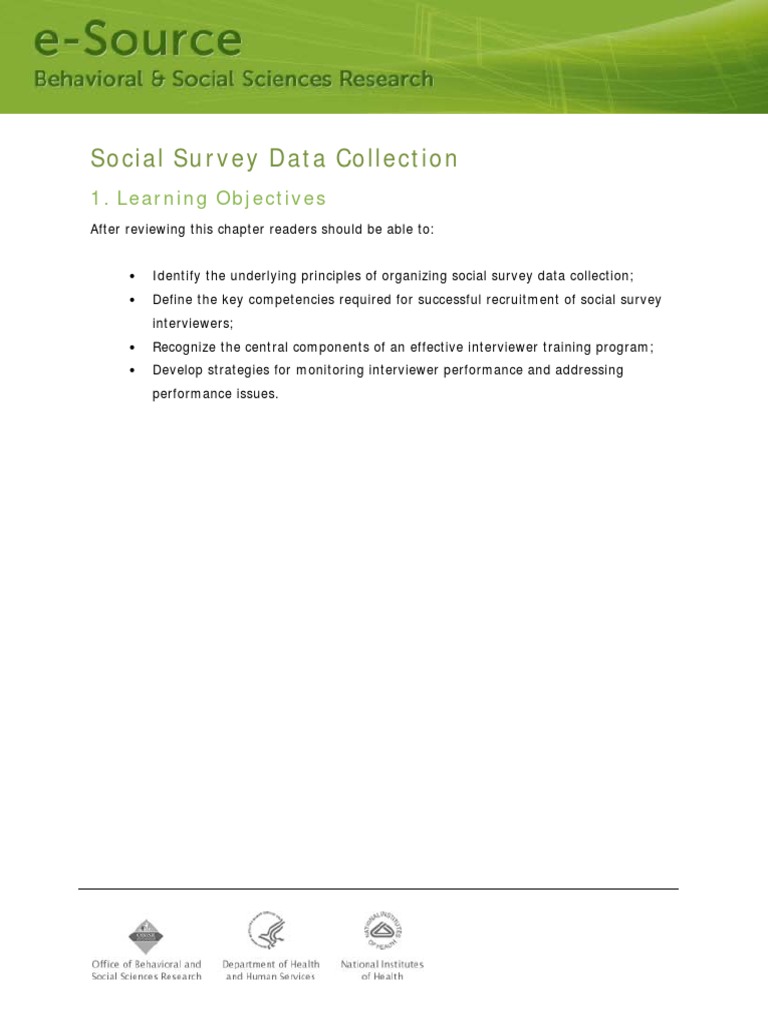 Social Survey Data Collection: 1. Learning Objectives | PDF | Survey ...