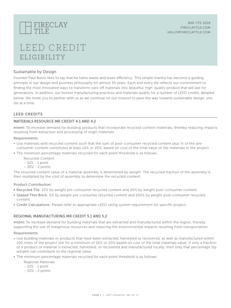 Leed Credit: Eligibility | PDF | Leadership In Energy And Environmental ...