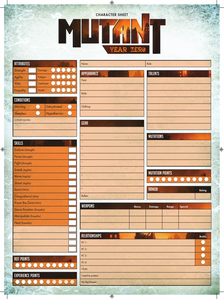 Attributes Appearance Talents: Character Sheet | PDF | Role Playing ...
