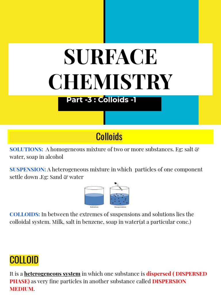 Surface Chemistry-Colloids | PDF | Colloid | Suspension (Chemistry)
