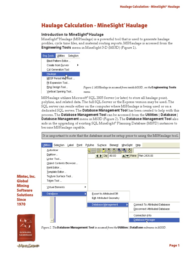 Haulage Calculation - Minesight Haulage | PDF | Coal Mining | Microsoft ...