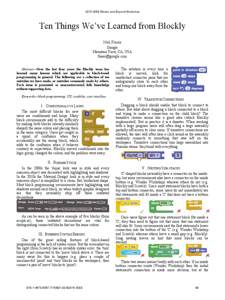 Ten Things We've Learned From Blockly | PDF | Computer Programming ...
