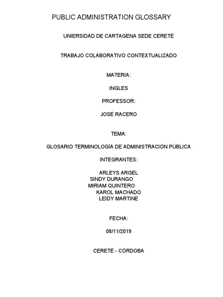 Public Administration Terminology Guide | PDF | Public Finance | Governance