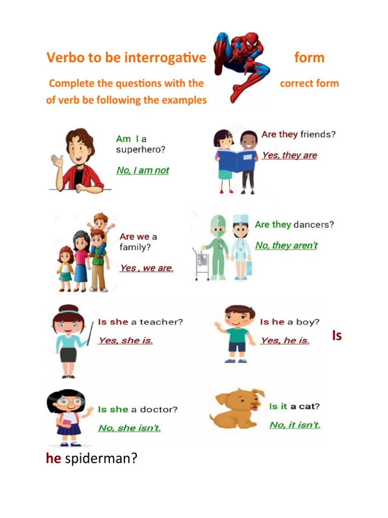 Verbo To Be Interrogative Form: Spiderman? | PDF | Language Arts ...
