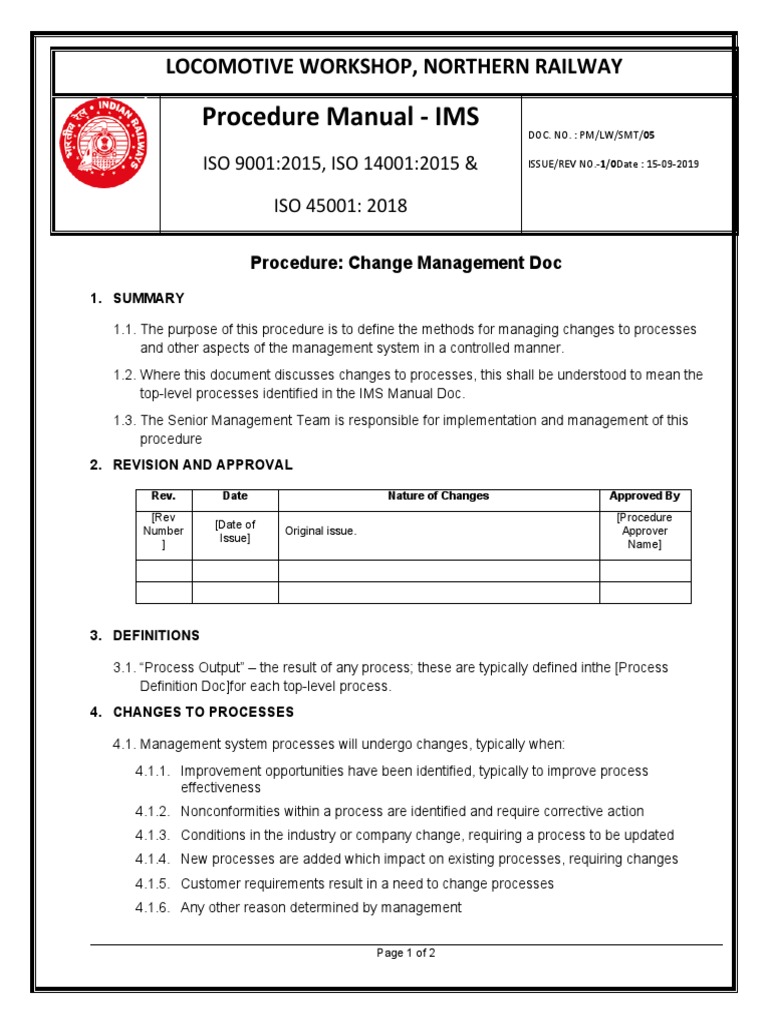Procedure - Change Management | PDF | Iso 9000 | Business