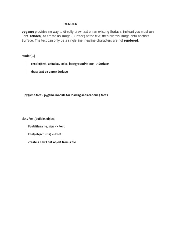 Pygame - Font and Render | PDF | Computers