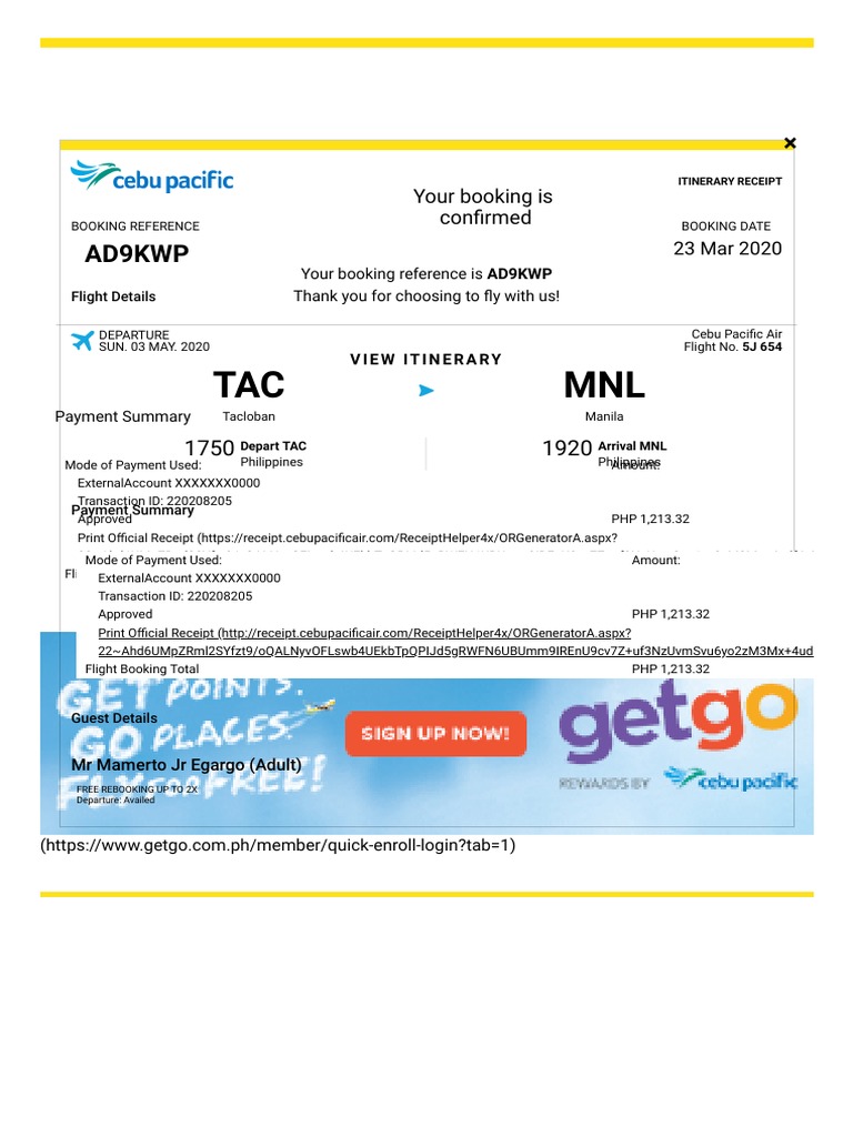Cebu Pacific | PDF | Receipt | Service Industries