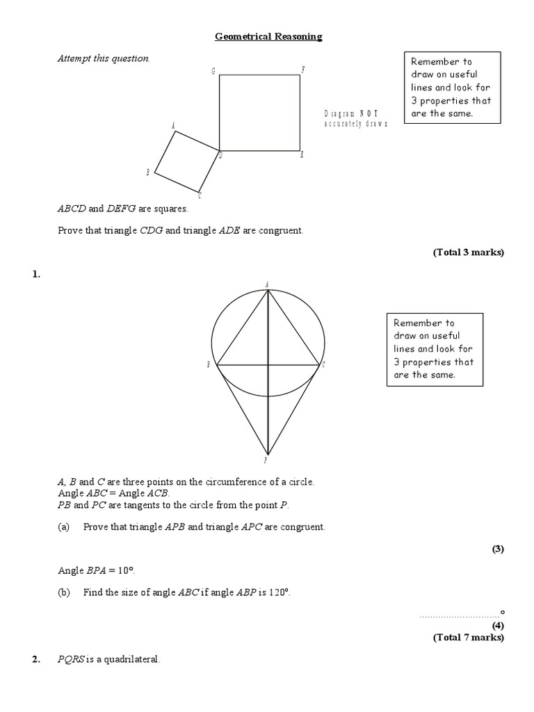 Geometry Congruence Proofs Guide | PDF | Triangle | Circle