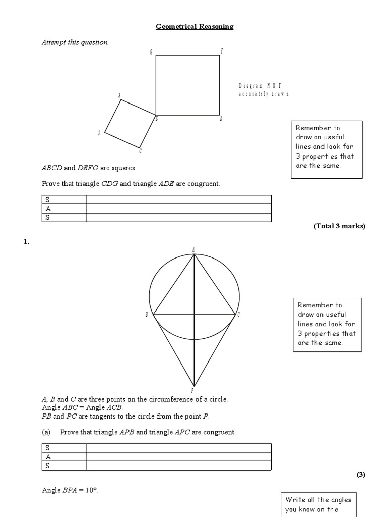 Attempt This Question.: Geometrical Reasoning | PDF | Triangle ...