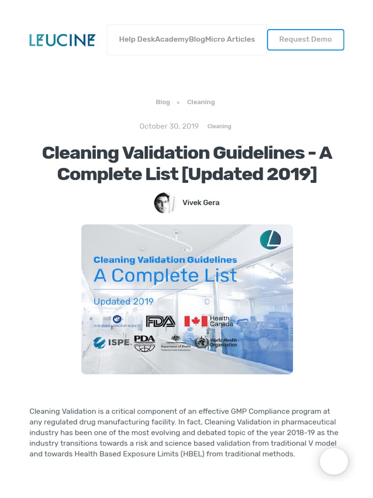Cleaning Validation Guidelines Overview | PDF | Total Organic Carbon ...