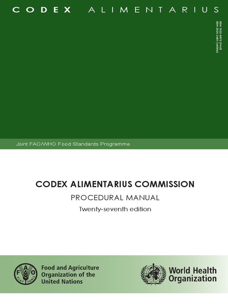 Codex Alimentarius Commission: Procedural Manual | PDF | World Health ...