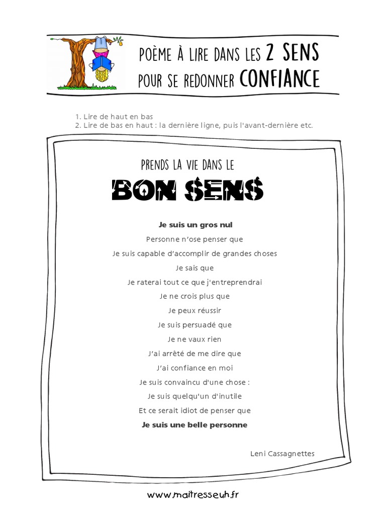 Poeme 2 Sens Prends La Vie Dans Le Bon Sens | PDF