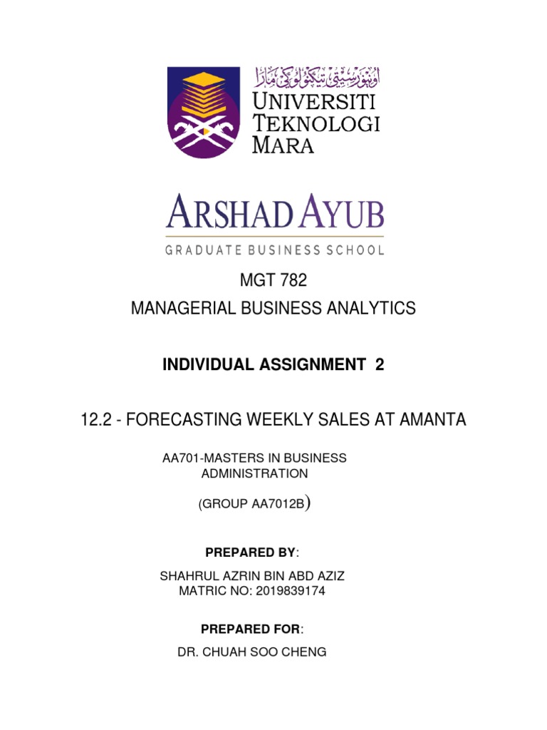 Assignment 2 Individual | PDF | Mean Squared Error | Forecasting Assignment 2 Individual | PDF | Mean Squared Error | Forecasting