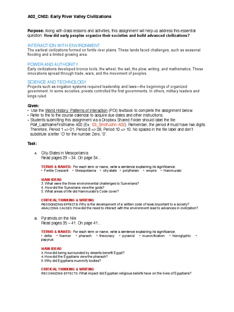 A02 - Ch.02-Early River Valley Civilizations | PDF | Ancient Egypt | Sumer